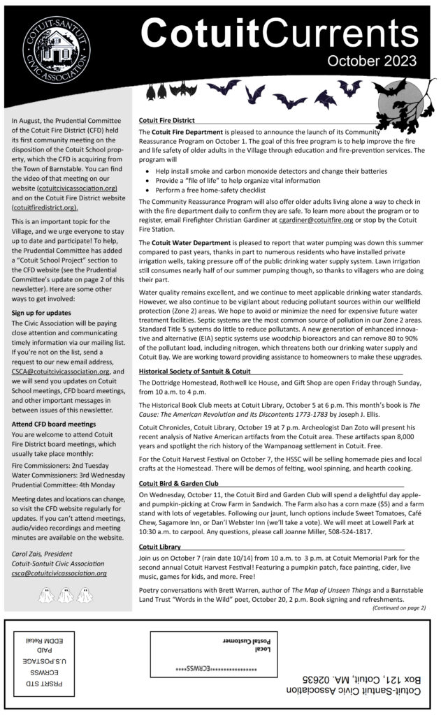 October 2023 Cotuit Currents – Cotuit-Santuit Civic Association